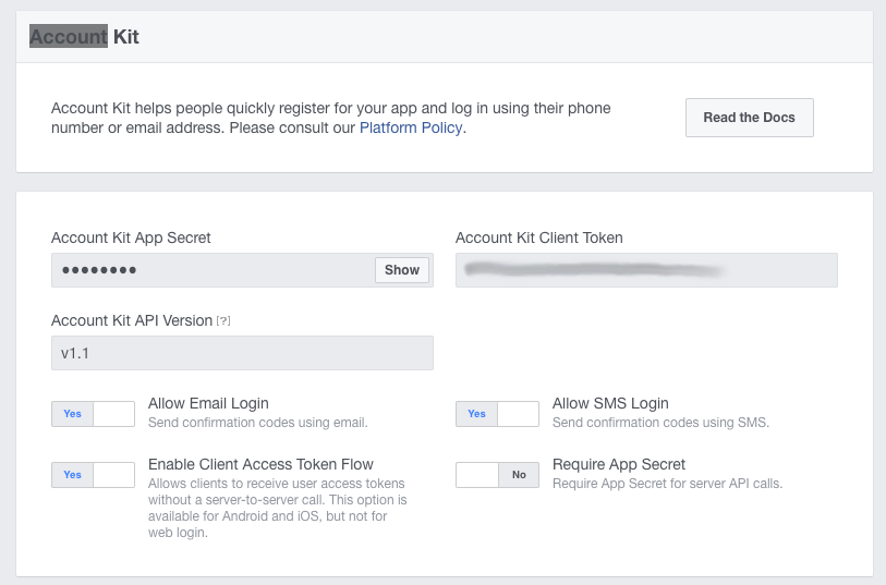 Account Kit - Setup | air native extensions